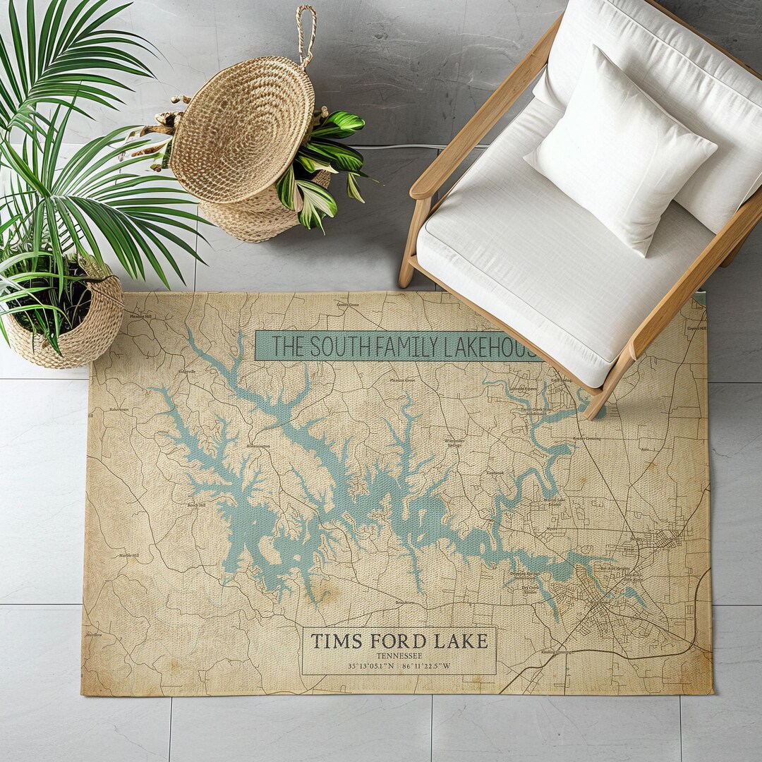 Custom Tims Ford Lake Map Outdoor Mat - Personalized Lakehouse Decor - Etsy
