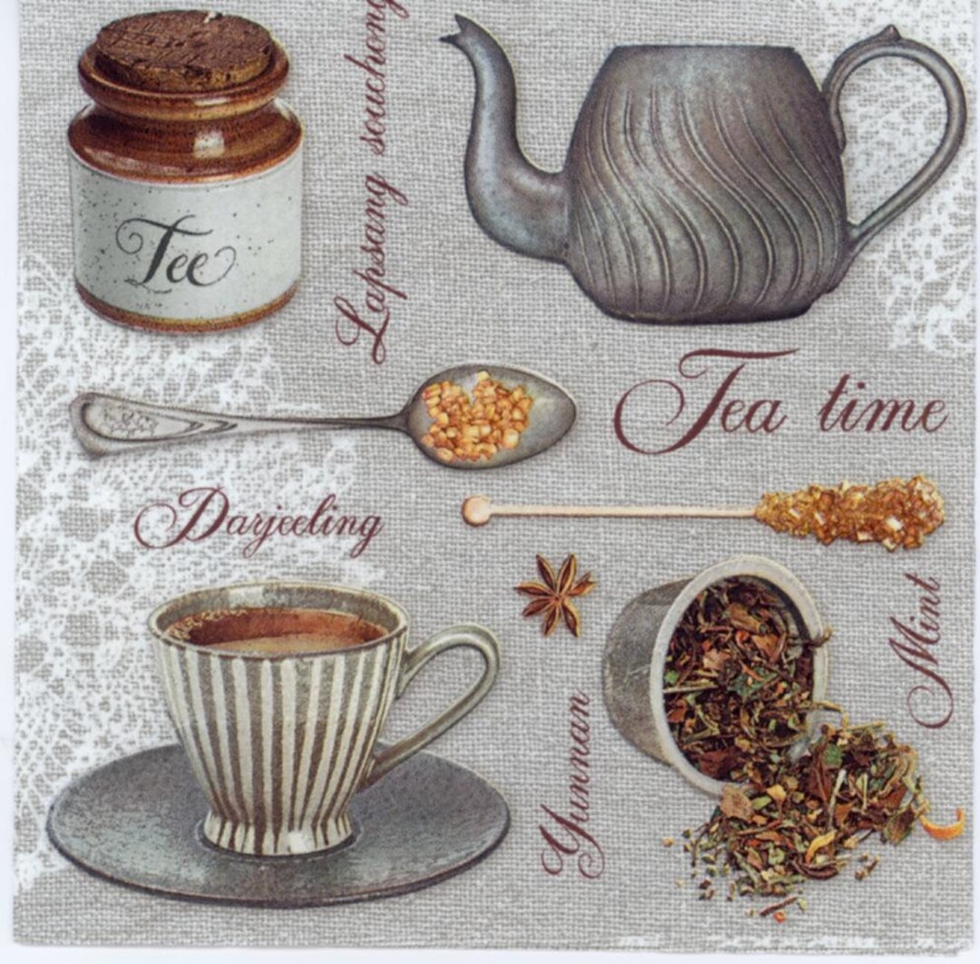 Decoupage Napkins | Tee Time Cups and | Herbs Tea Napkins |party ...