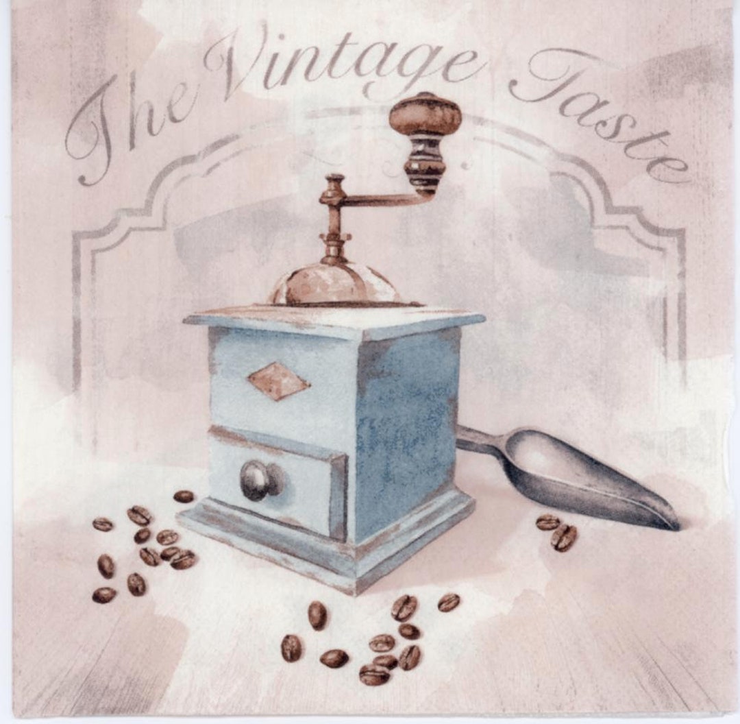 4 Decoupage Napkins | Coffee Party Napkins | Vintage Coffee Machine ...