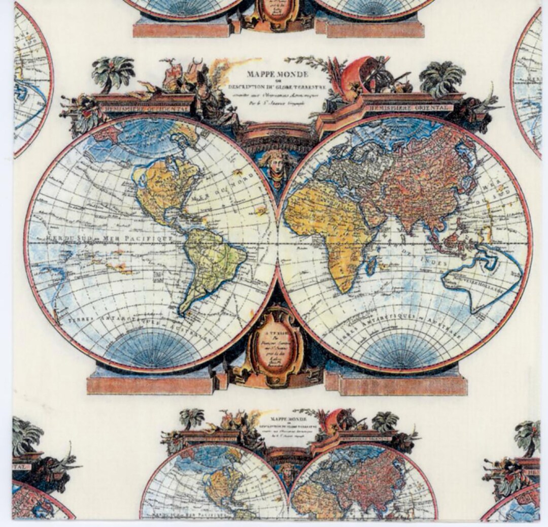 4 Decoupage Napkins Vintage Map of the World Travel Napkins Decorative ...