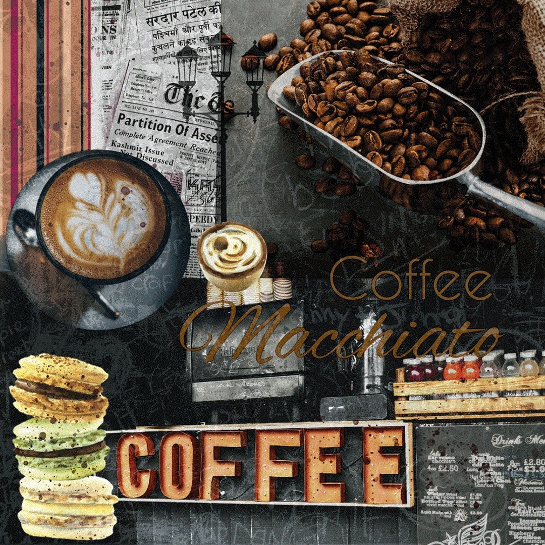 4 Decoupage Napkins | Macchiato | Coffee Napkins | Decorative Luncheon ...