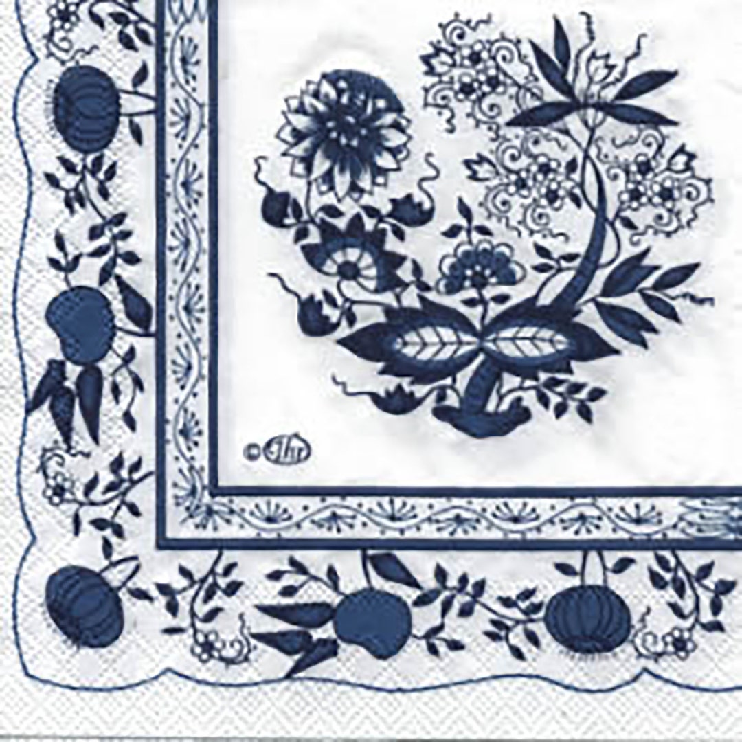 Blue Onion Porcelain Napkins: Victorian Decoupage Paper (set of 4) - Etsy