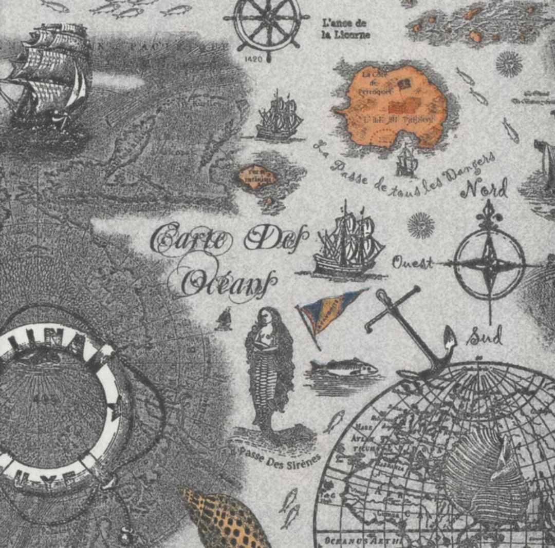 4 Decoupage Napkins Vintage Map of the Seas Travel Napkins Marine ...