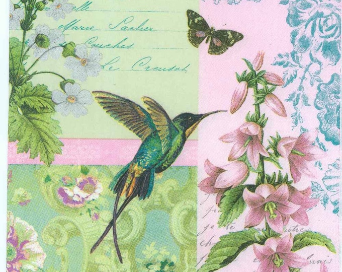 4 Decoupage Napkins Hummingbird Butterfly and Flowers Bird - Etsy