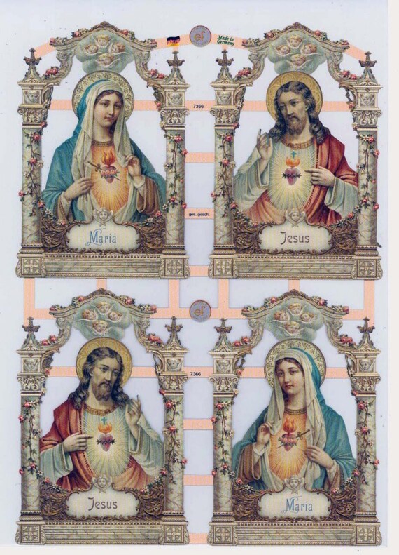 Decoupage Die Cut Paper Jesus and Maria Religion Bible | Etsy