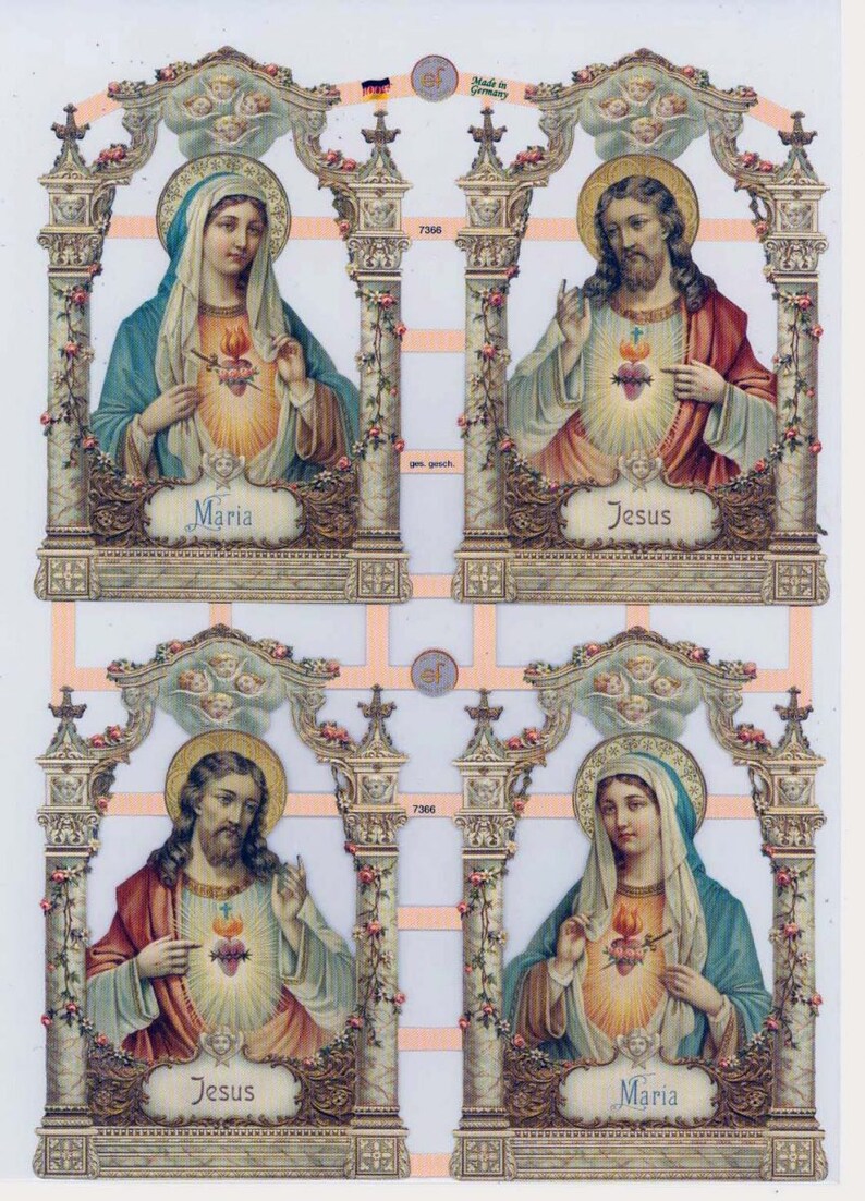 Decoupage Die Cut Paper Jesus and Maria Religion Bible | Etsy