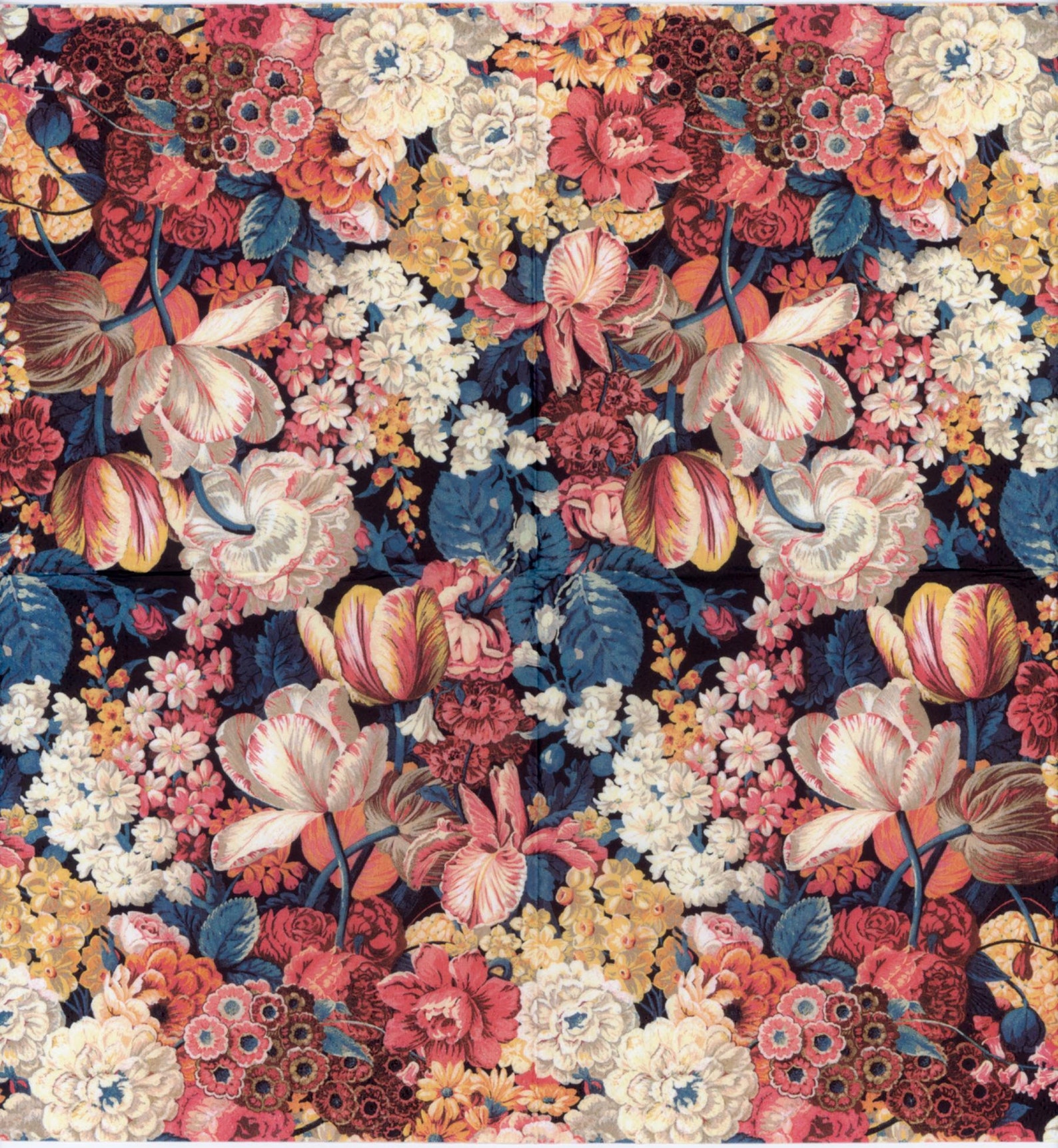 Floral Decoupage Napkins: Fountain of Flowers on Blue (set of 4) - Etsy