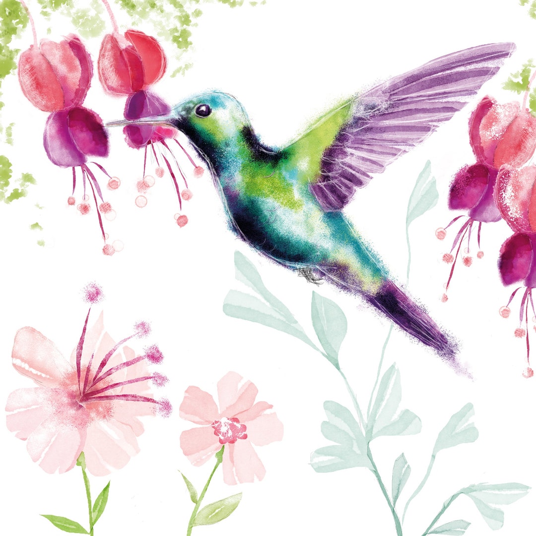 Hummingbird & Flower Decoupage Paper Napkins (set of 4) - Etsy