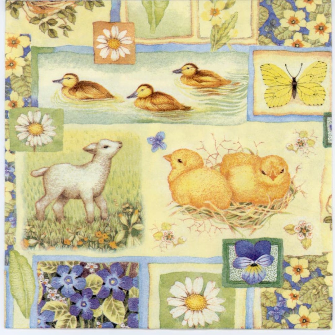 Spring Animal Decoupage Paper Napkins: Easter Decor, Collage (set of 4 ...