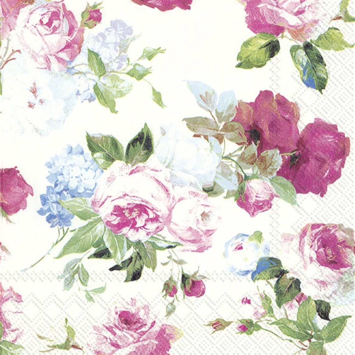 4 Decoupage Napkins | Red Roses | Rose Napkins | Paper Napkins for ...
