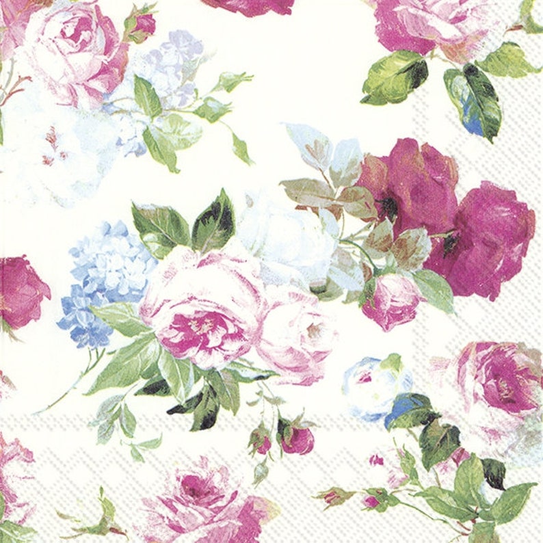 4 Decoupage Napkins | Red Roses | Rose Napkins | Paper Napkins for ...