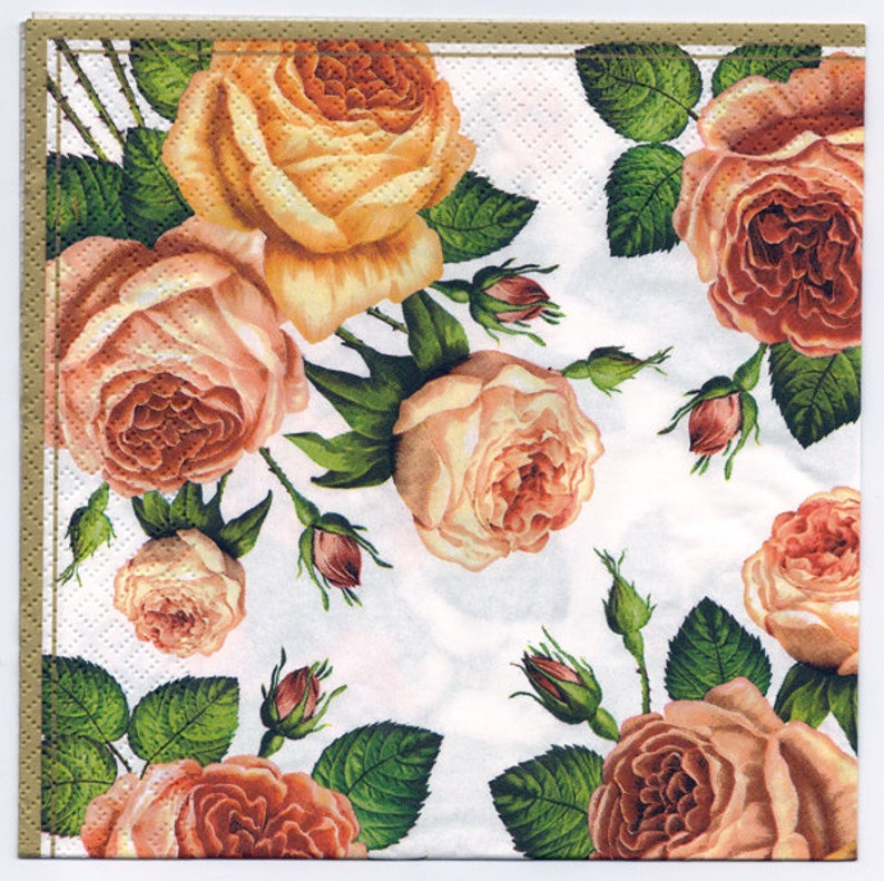 Decoupage Napkins Sentimental Roses Rose Napkins Floral - Etsy