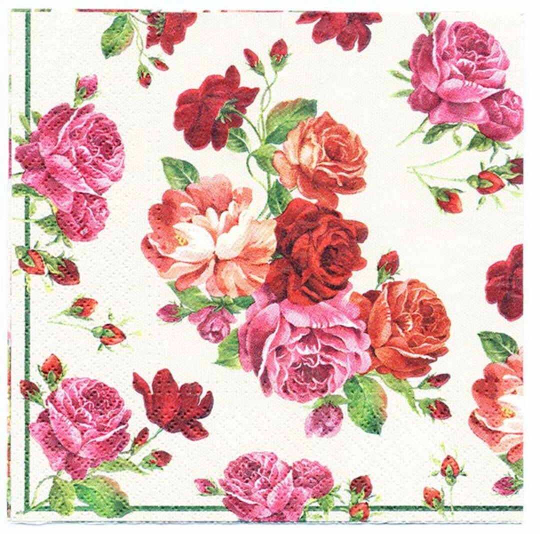 4 Decoupage Napkins | Shower of Roses | Floral Napkins | Romantic ...