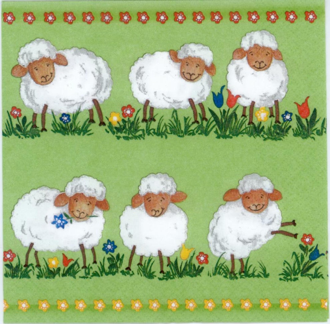 Decorative Paper Napkins of the Happy Lamb in Luncheon Size for ...