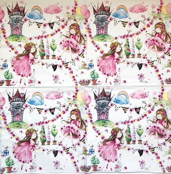 4 Decoupage Napkins Little Princess in sweet pink party | Etsy