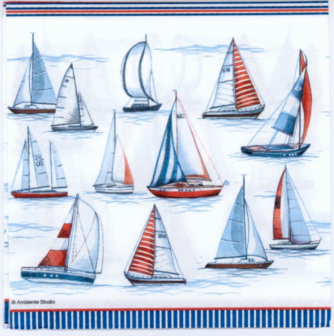 4 Decoupage Napkins | Sailing Boats Napkins | Sailing on the Sea ...