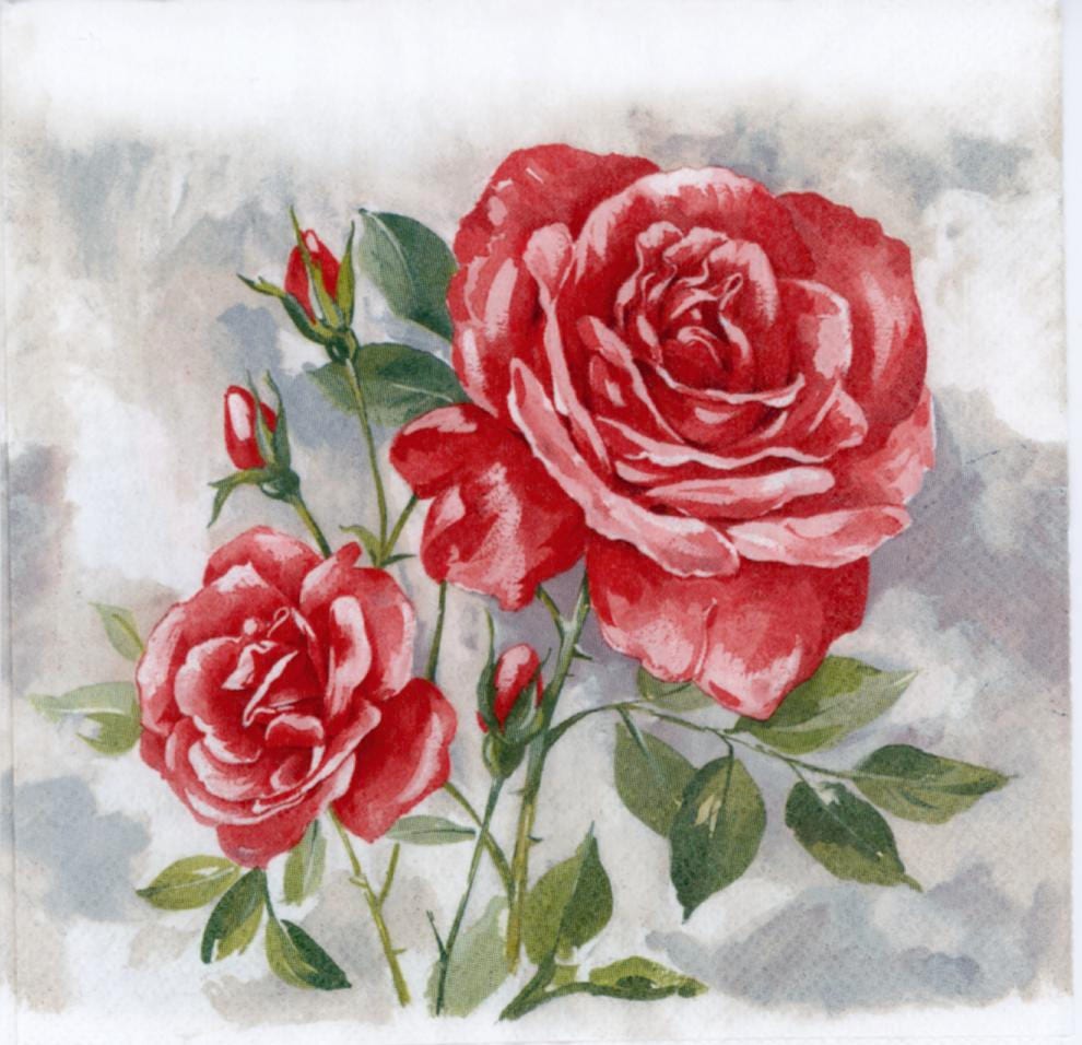 Decoupage Paper Napkins Red Rose and Music Rose Napkins | Etsy