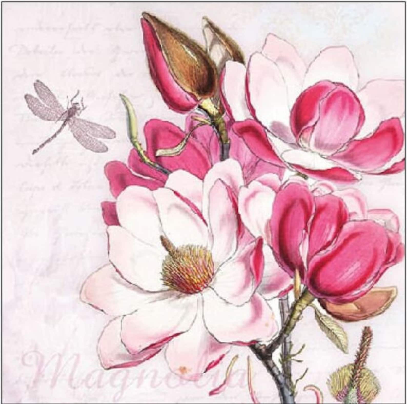 4 Decoupage Napkins| Magnificent Red and Dragonfly on the Lettering ...