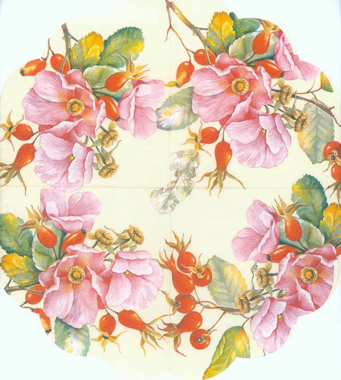 Wild Rose Paper Napkins: Round Floral Decoupage Napkins (set of 4) - Etsy