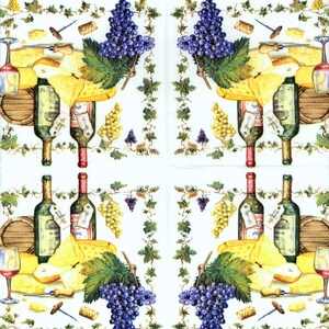4 Decoupage Napkins | Grape Arbor Wine Bottles Grapes Barrels Corkscrew ...