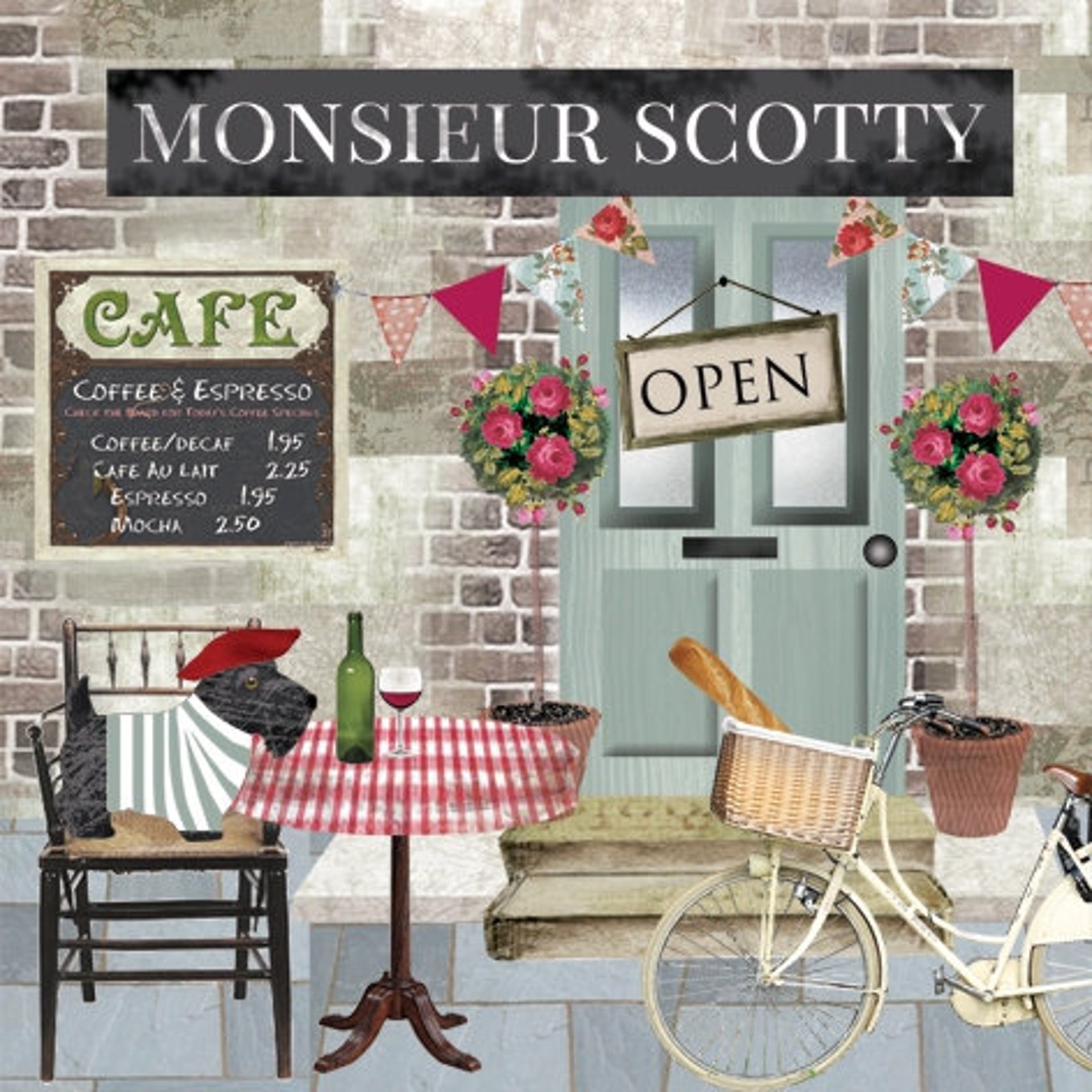 Decoupage Paper Napkin Monsieur Scotty Coffee Shop Party - Etsy