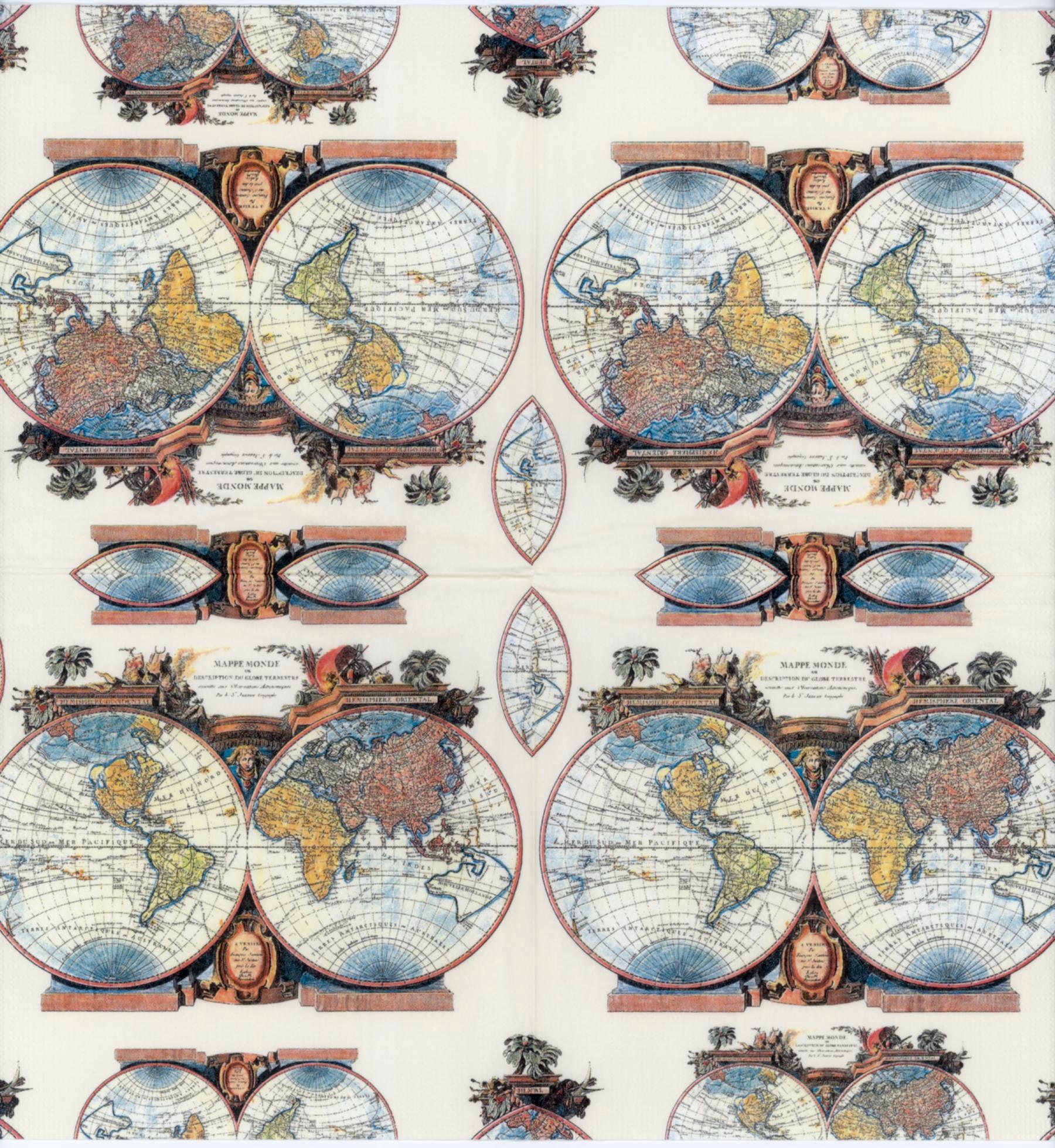 4 Decoupage Napkins Vintage Map of the World Travel Napkins | Etsy