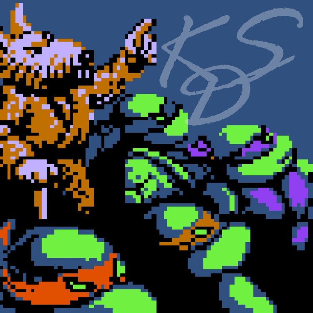 NES TMNT Square - Splinter & Turtles Cross Stitch Pattern - Etsy