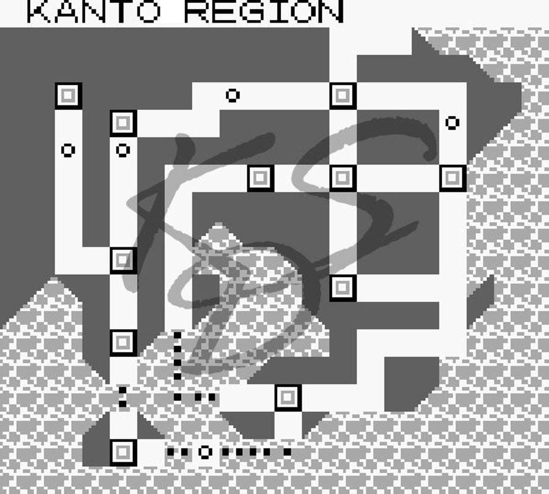 1st Generation Kanto Region Map Cross Stitch Pattern - Etsy
