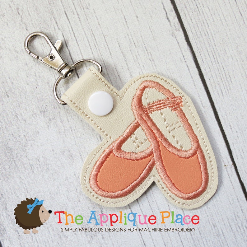 ITH Key Fob Embroidery Design - Snap Tab - Ballet Shoes - Dance Design ...