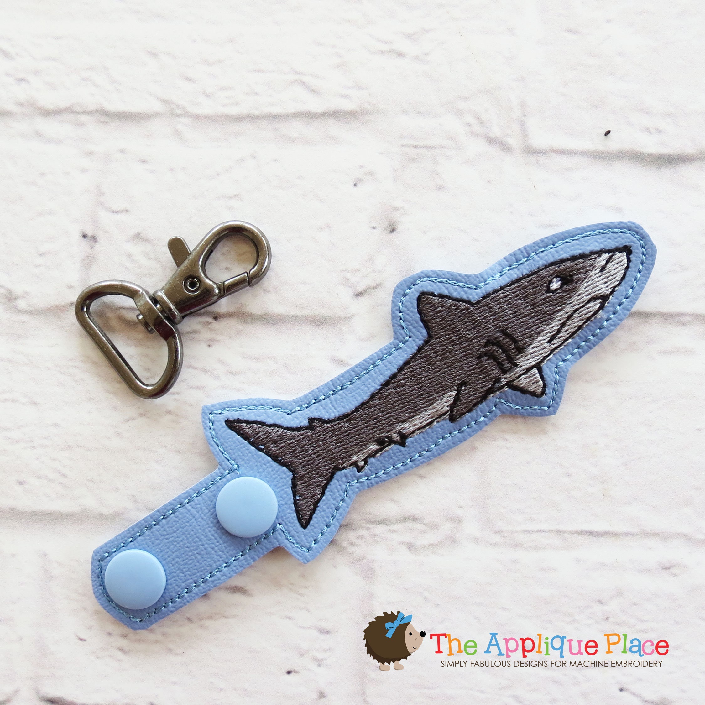 Key Fob Embroidery Design Shark Snap Tab Embroidery | Etsy