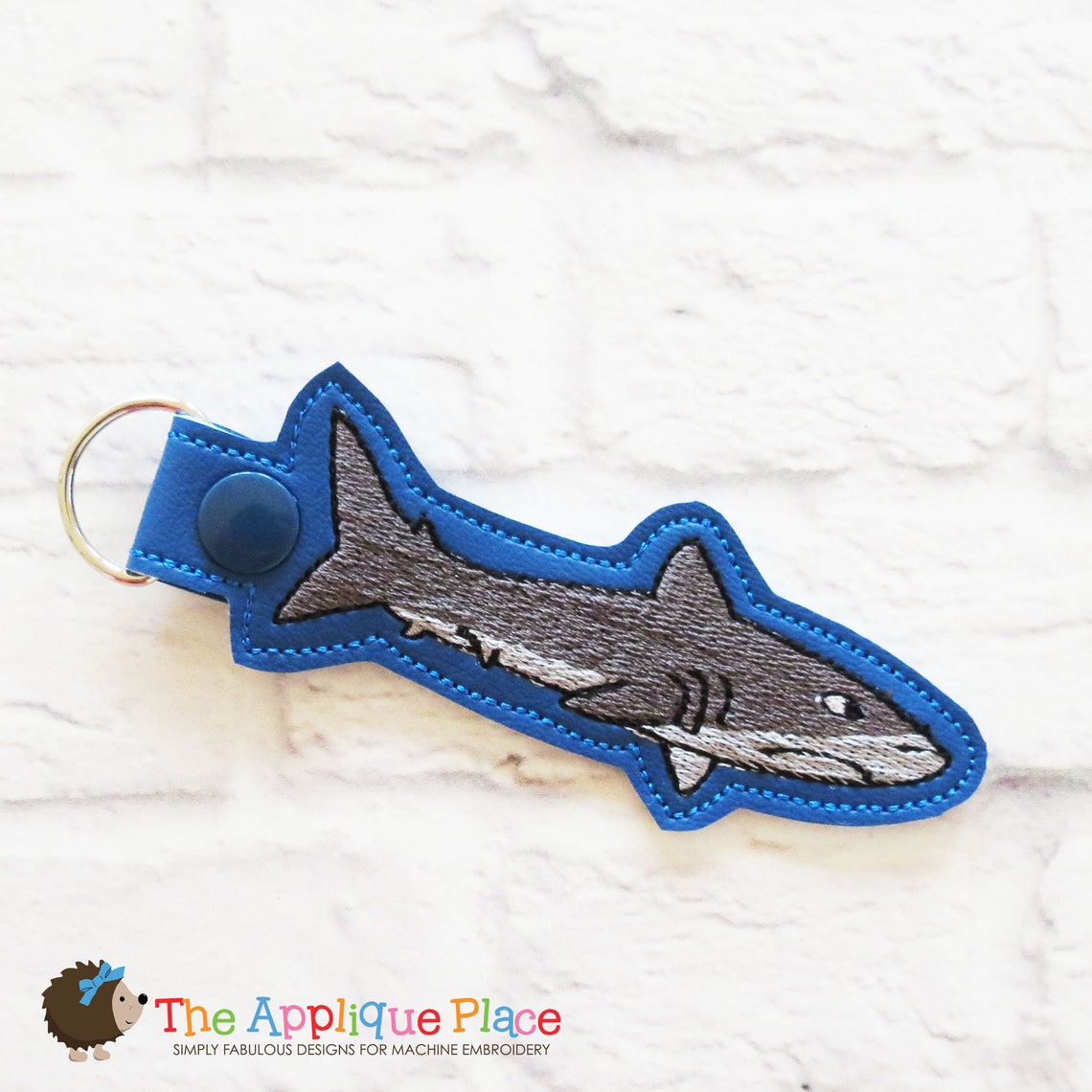Key Fob Embroidery Design - Shark Snap Tab - Embroidery PATTERN Digital ...