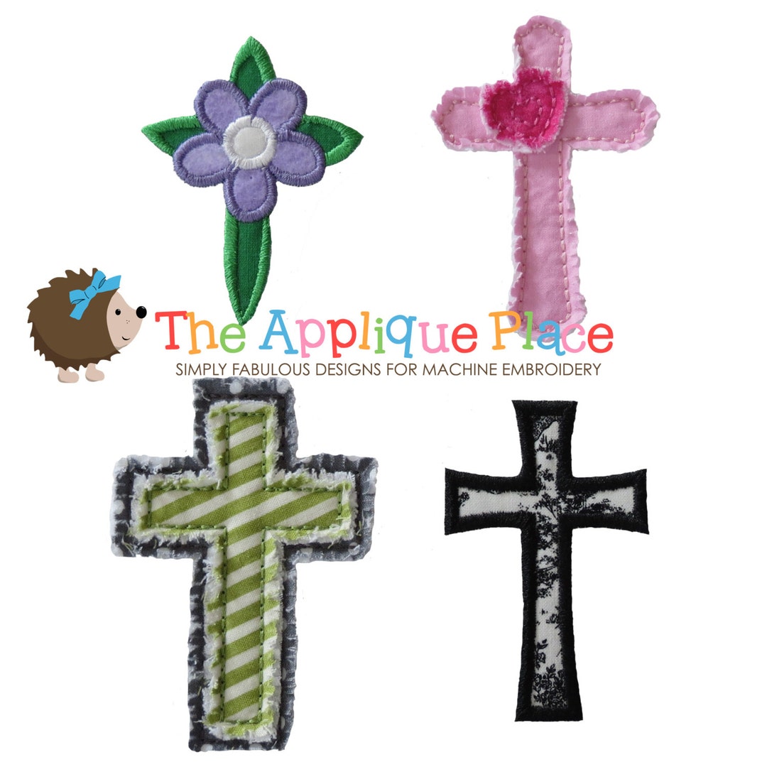 4 Little Crosses Applique Design , Instant Digital Download File for ...