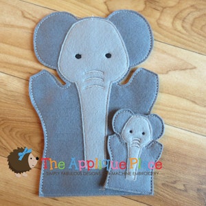 Elephant Hand and Finger Puppet in the Hoop Machine Embroidery Applique ...