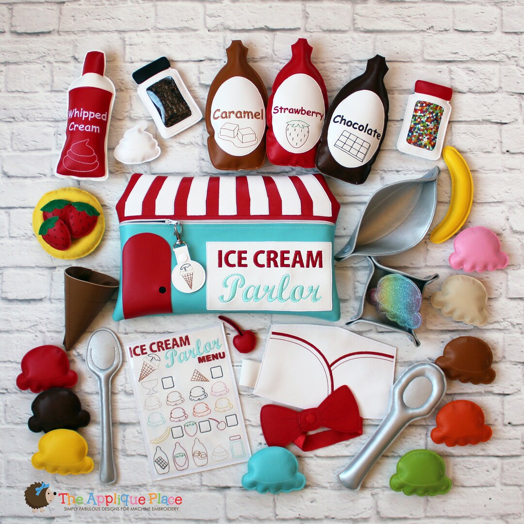 ITH PATTERN Ice Cream Parlor Play Set Embroidery Pattern - Pretend Play ...