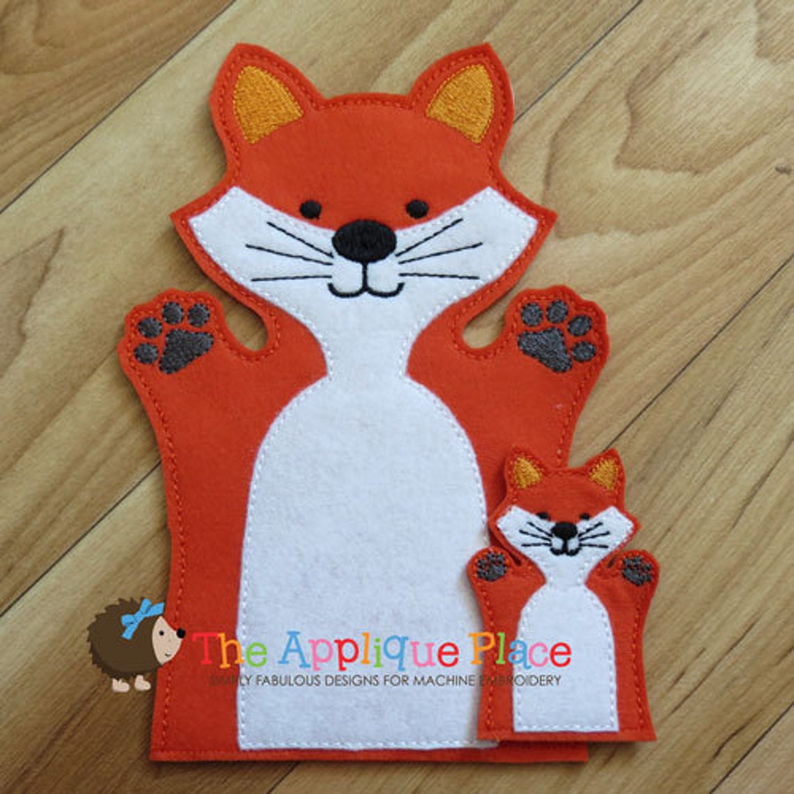 Fox Hand and Finger Puppet in the Hoop Machine Embroidery Applique ...