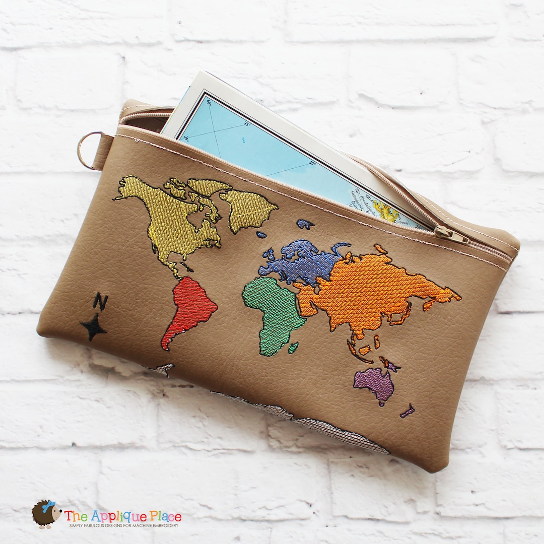 PATTERN - Bag - in the Hoop World Map Bag (6x10 & 8x12) - Machine ...