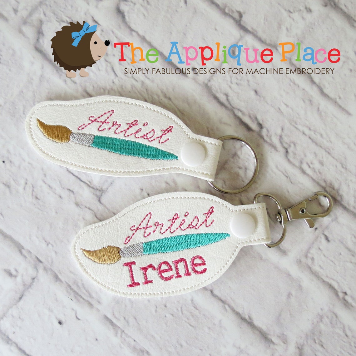 Key Fob Embroidery Design Paintbrush Embroidery PATTERN - Etsy