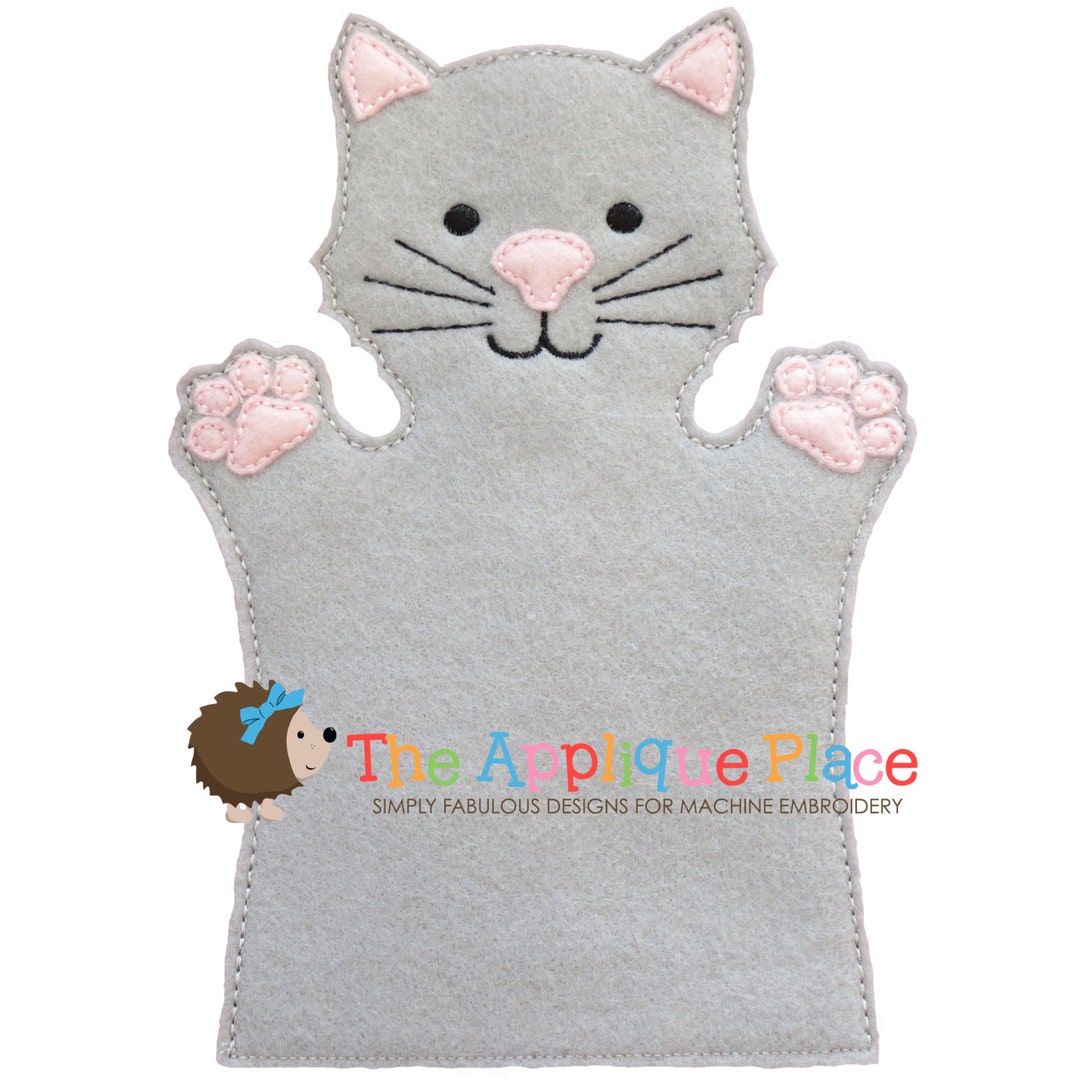 Cat Hand and Finger Puppet in the Hoop Machine Embroidery Applique ...