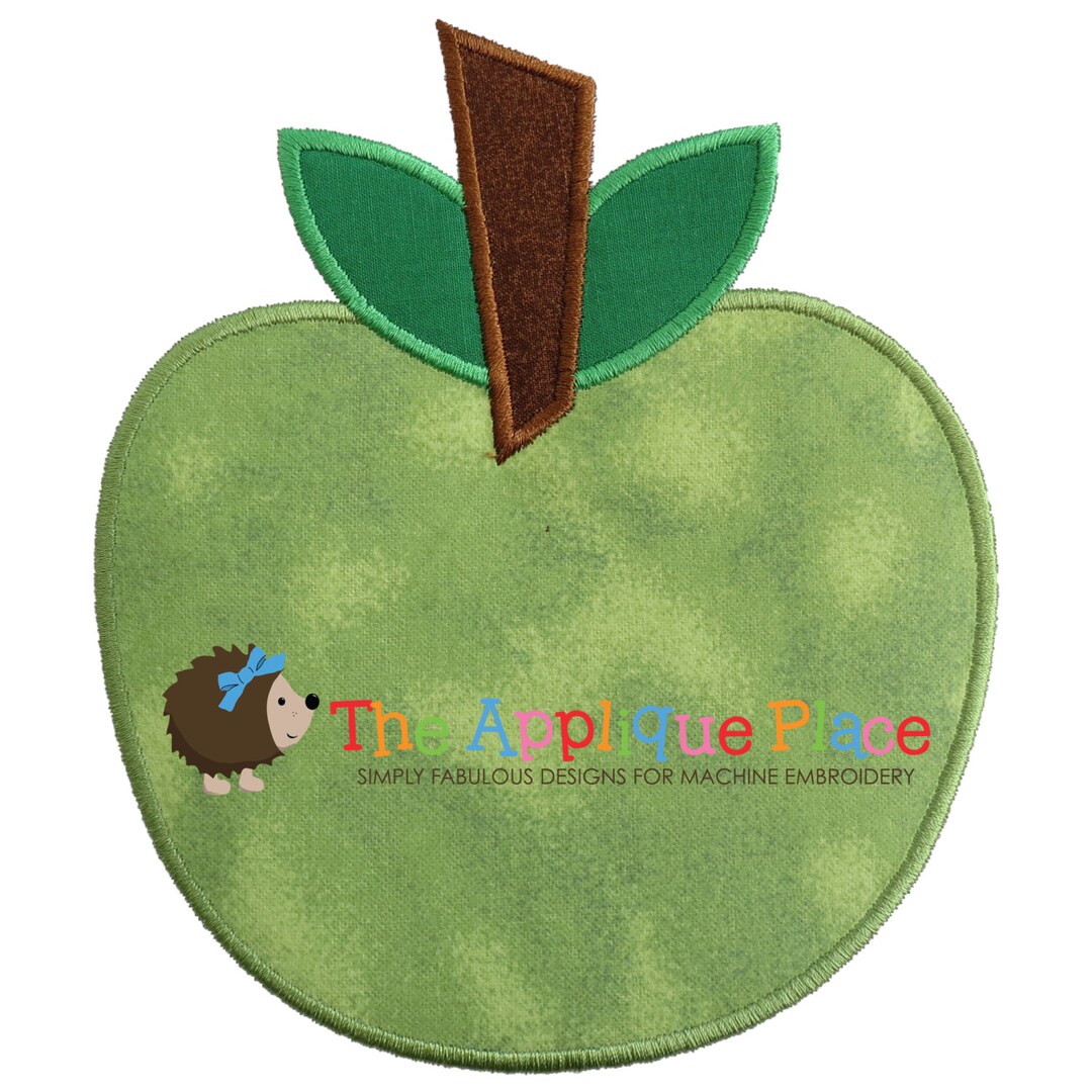 Green Apple Applique Design , Instant Digital Download File for Machine ...