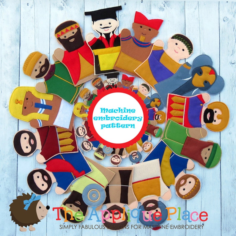 PATTERN Set of 15 Ancient People Hand and Finger Puppets in the Hoop ...