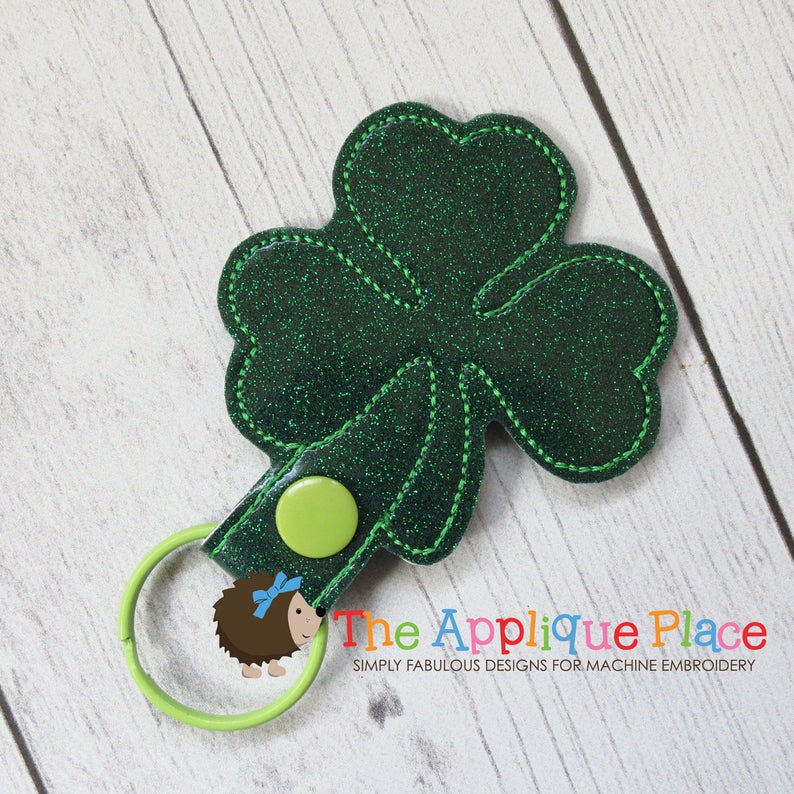 ITH Key Fob Snap Tab Shamrock Machine Embroidery PATTERN | Etsy