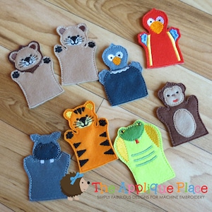 Finger Puppets Embroidery Design - Jungle Finger Puppets - in the Hoop ...