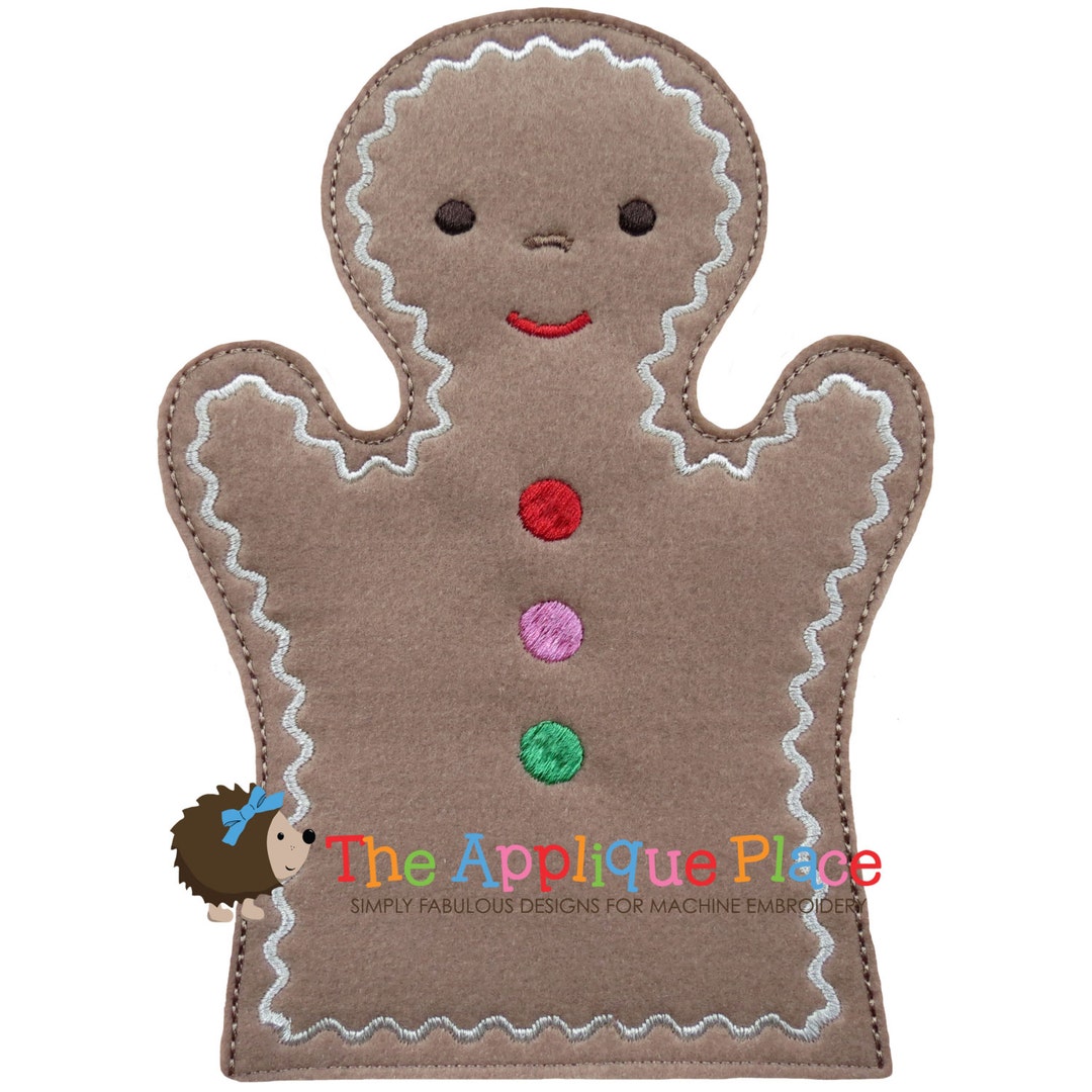 Gingerbread Man Hand and Finger Puppet in the Hoop Machine Embroidery ...