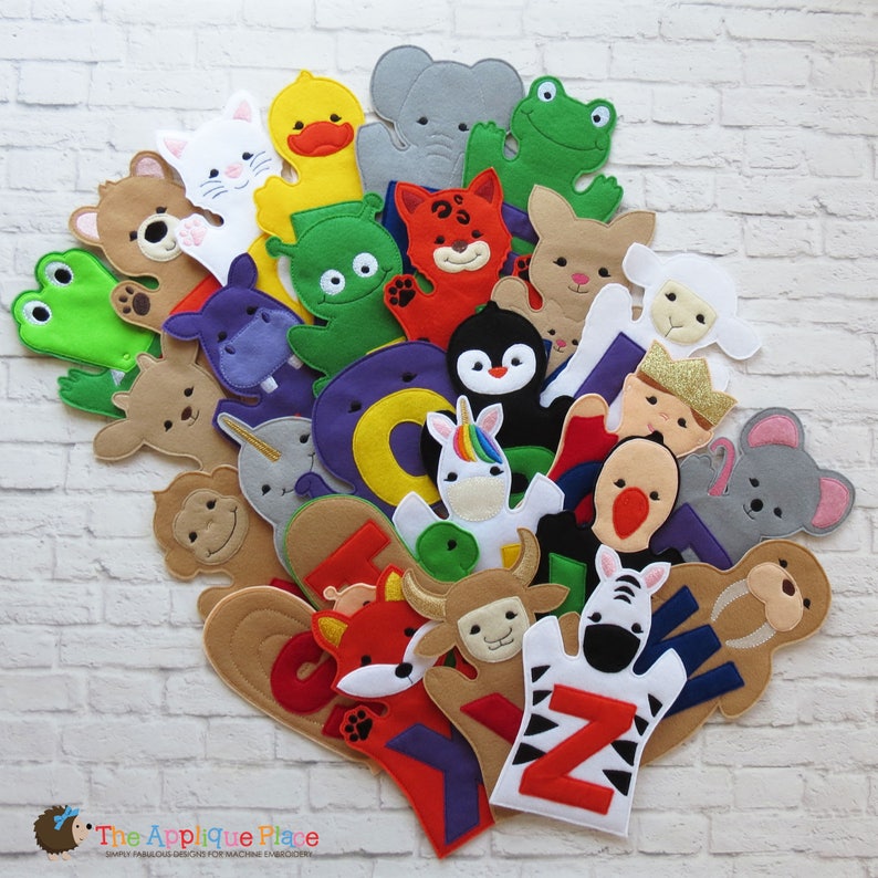 PATTERN Set of 26 Alphabet Hand and Finger Puppets in the Hoop ITH ...