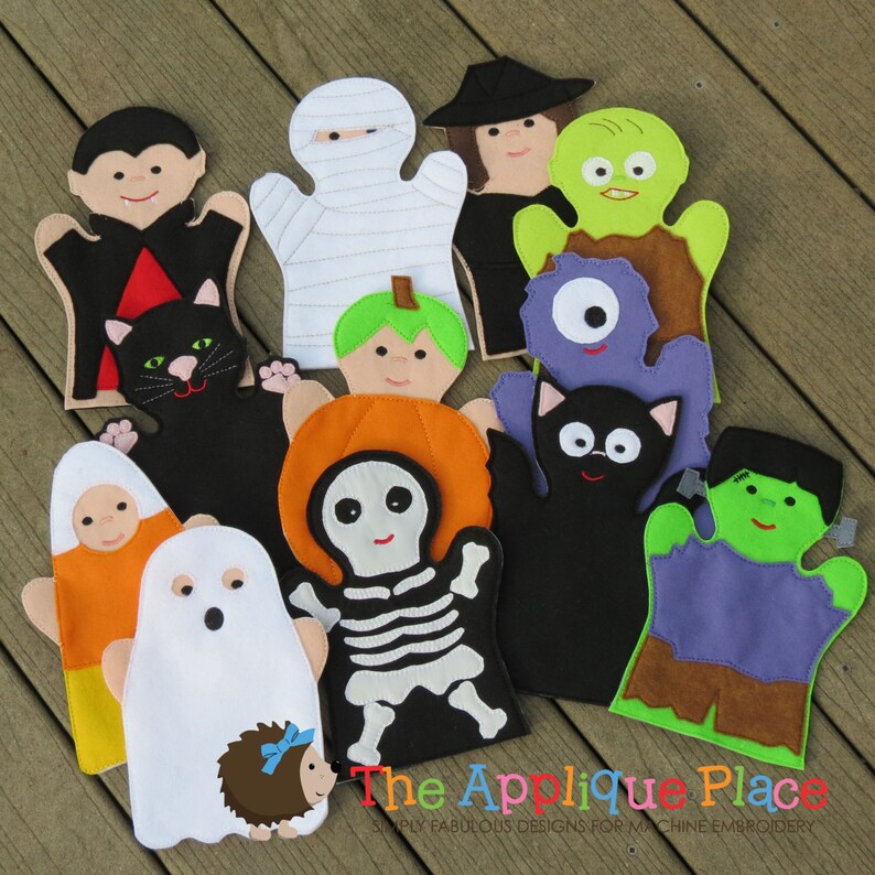 Finger Puppets Embroidery Design Halloween Finger Puppets | Etsy