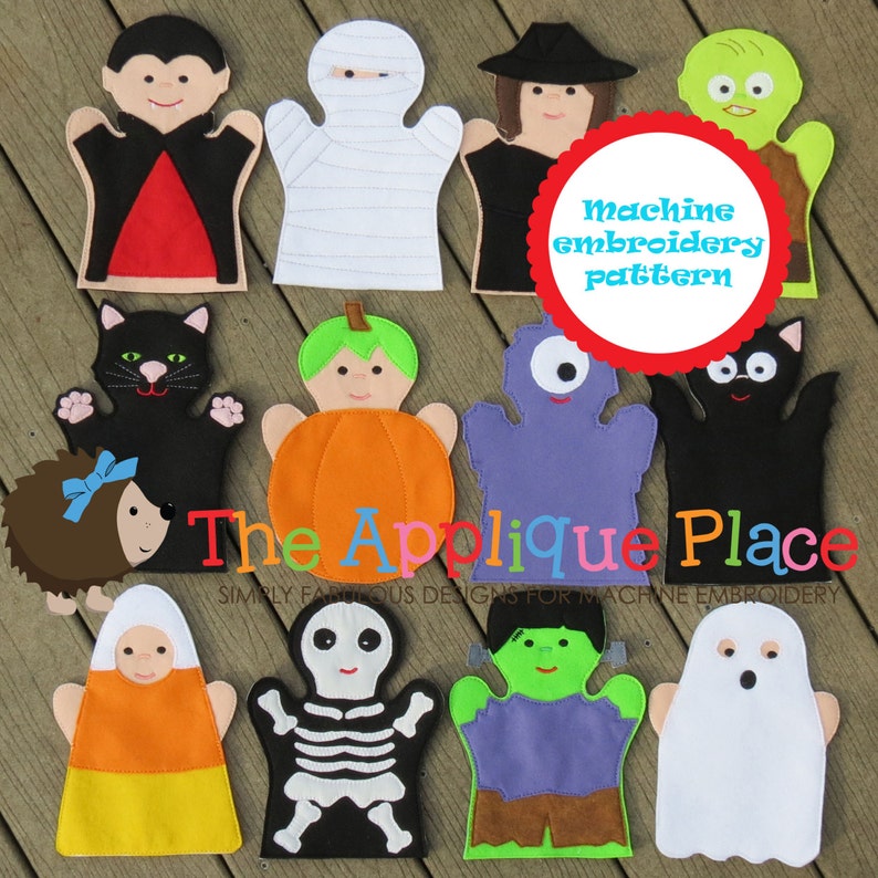 PATTERN Set of 12 Halloween Hand and Finger Puppets in the | Etsy