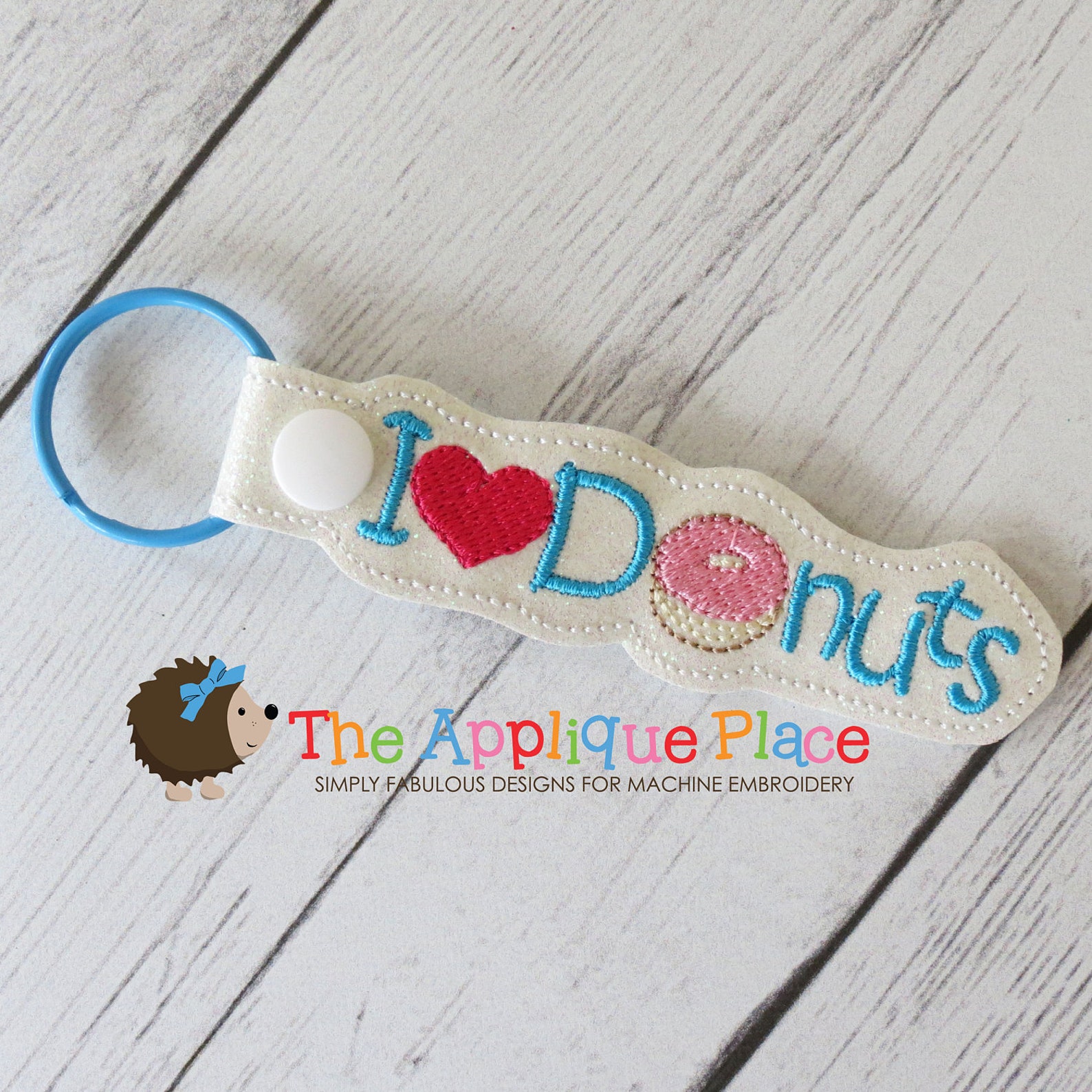 Key Fob Embroidery Design - Snap Tab - I Heart Donuts - Machine ...