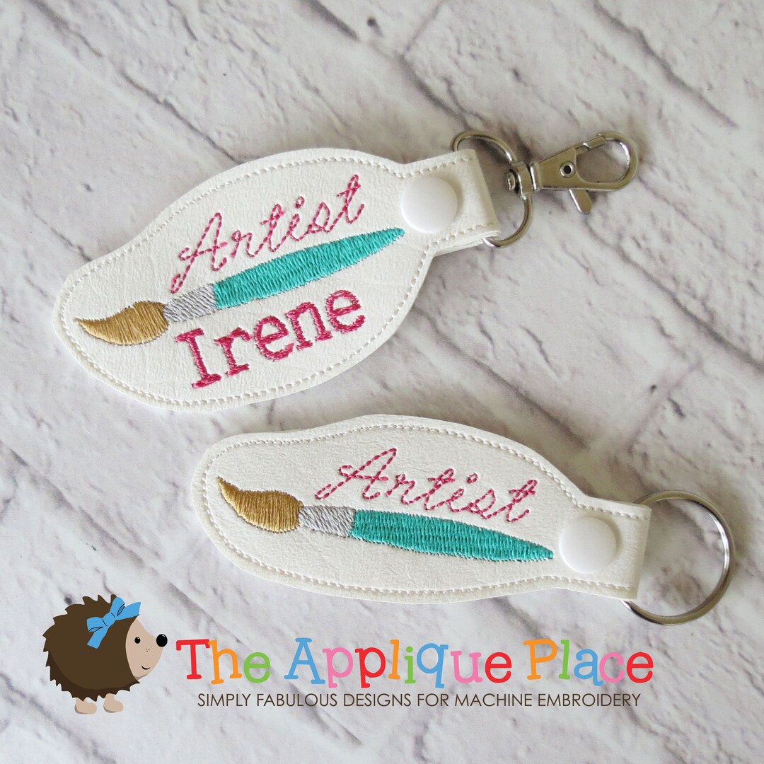 Key Fob Embroidery Design - Paintbrush - Embroidery PATTERN - Digital ...