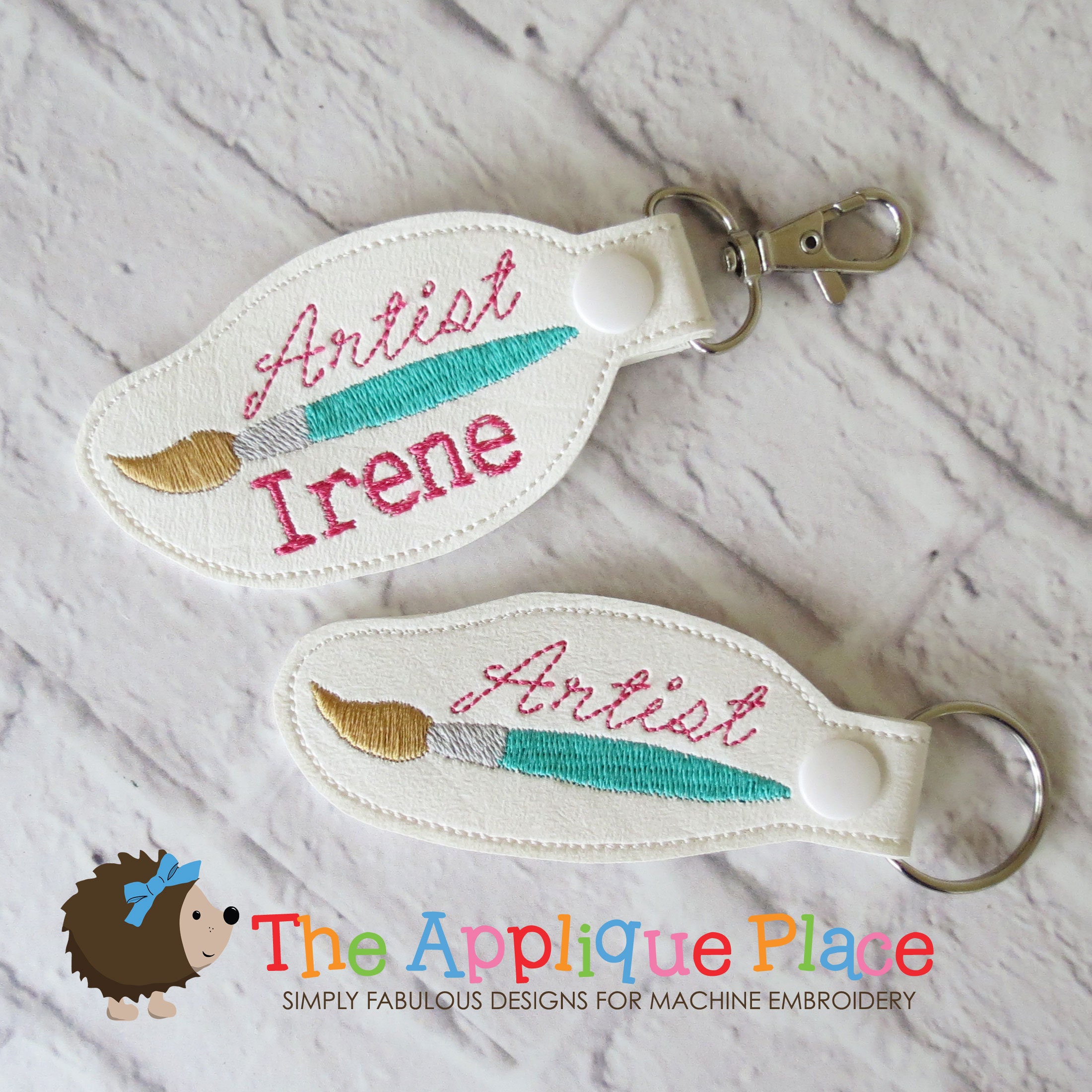 Key Fob Embroidery Design Paintbrush Embroidery PATTERN | Etsy