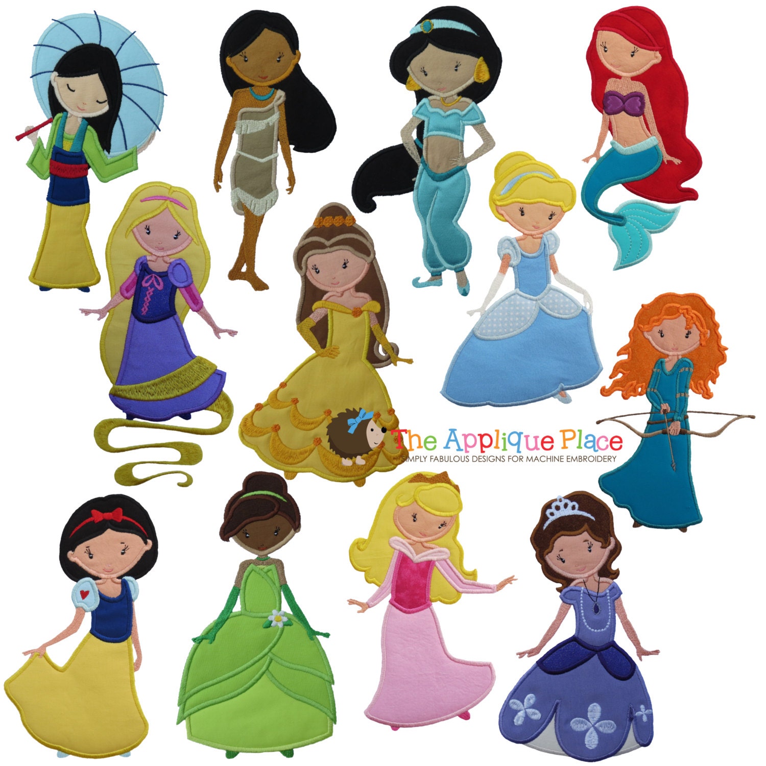 Set of 12 Pretty Princess Machine Embroidery Applique Designs - Etsy